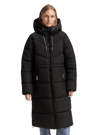 Tom Tailor Damen 1047550 Puffer-Mantel Mit Kapuze, 14482 - Deep Black, XL EU