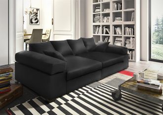 Fun Möbel Big Sofa Couchgarnitur Megasofa Riesensofa Arezzo Kunstleder Madryt (Schwarz)