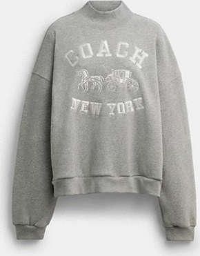 Coach Horse And Carriage Sweatshirt mit Stehkragen f&uuml;r Frauen in Grau, Gr&ouml;&szlig;e X-Klein | Baumwoll