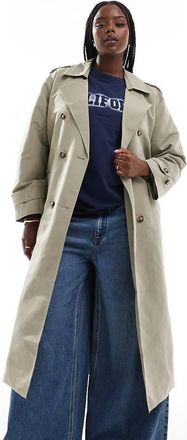 Vero Moda Curve Trench-coat long avec ceinture - Taupe-Neutral