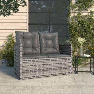 vidaXL Banc de jardin avec coussins Gris 105 cm R&eacute;sine tress&eacute;e Vidaxl