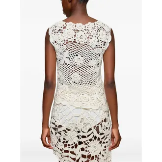 Ganni Crochet Knit Floral Tank Top