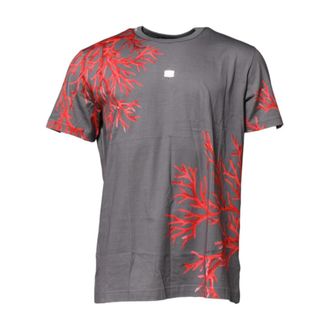 Dolce & Gabbana Korallendruck Logo T-Shirt - - Tops - Herren - Grau - 3XL
