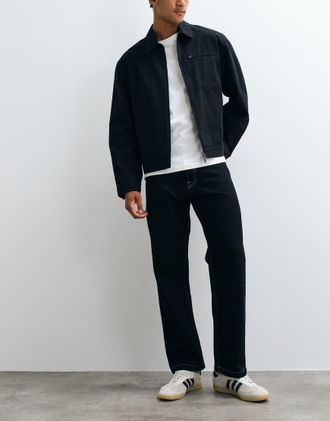 Jack & Jones Eddie jean ample noir avec surpiq&ucirc;res contrastantes