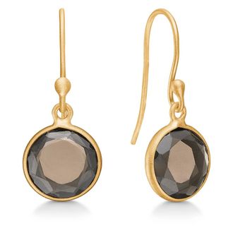 Frk. Lisberg Femme, Accessoires, Jaune, Taille: ONE Size Boucles doreilles chat en quartz fum&eacute;