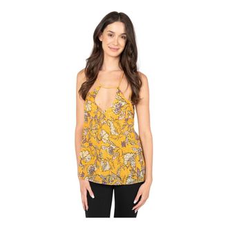 Patrizia Pepe Haut en soie &agrave; nouer au cou - Femme - Tops - Jaune - Taille: 38 FR