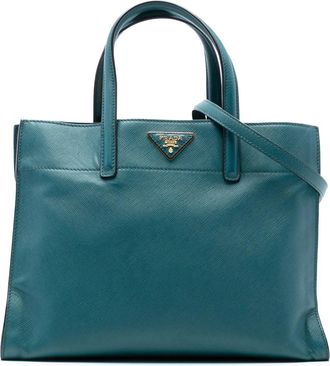 Prada Hobo Bags - Saffiano Soft Triple Pocket Tote - Gr. unisize - in Blau - f&uuml;r Damen