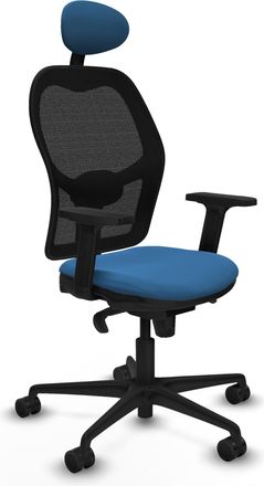 Piqueras y Crespo Call Center Jorquera St&uuml;hle mit 2D-Armen, h&ouml;henverstellbarer Lendenwirbelst&uuml;tze und festem Kopfteil, ausgestattet mit 5 Positionen, Schwarz/Hellblau