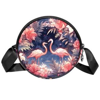 Generic Petit sac &agrave; bandouli&egrave;re circulaire pour femme, petit sac &agrave; bandouli&egrave;re avec fermeture &eacute;clair, bretelles r&eacute;glables, sac &agrave; main rond d&eacute;contract&eacute; pour fe