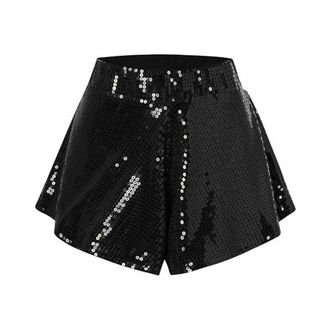 Generic Short &agrave; paillettes pour femme, haute &eacute;lasticit&eacute;, extensible avec perles et paillettes, parfait pour les spectacles de bar, spectacles de sc&egrave;ne, pantal