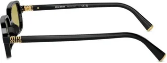 Miu Miu Eyewear SMU11Z16K07O Yellow-Lens Rectangle Sunglasses - Black