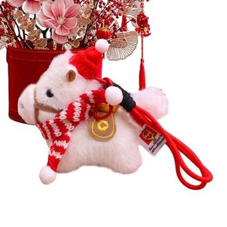 Generic Porte-cl&eacute;s compact en peluche pour femme, ann&eacute;e du cheval 2026 - Porte-cl&eacute;s cheval pendentif sac &agrave; dos - pour jeunes, adolescents, mari, fils, fille, 