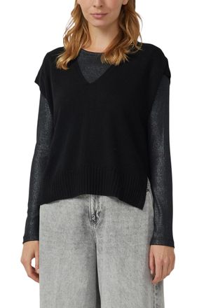 s.Oliver Pullunder aus Wollmix mit Seitenschlitz und &uuml;berschnittener Schulter