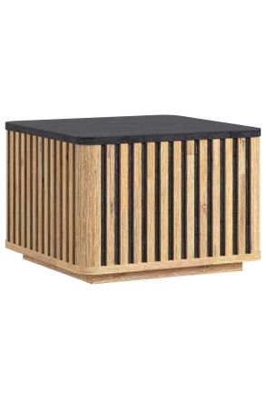 Landscape Couchtisch, Schwarz, Akazie, Holz, Akazie, furniert, Holz, quadratisch, Bodenplatte, 50x35x50 cm, Stauraum, abnehmbares Tablett, einfacher Aufbau, Woh