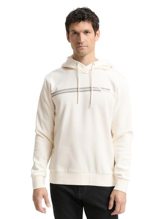 Tom Tailor Herren 1047825 Hoodie Sweatshirt mit Logo-Print, 12906-Wool White, XXL