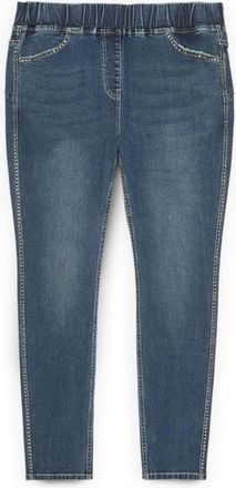 Fiorella Rubino Femme, Jeans, Bleu, Taille: 42 FR Jeggings Effet D&eacute;lav&eacute; avec Appliqu&eacute;s