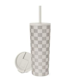 Simple Modern Thermobecher mit Strohhalm und Deckel | Trinkbecher mit Henkel Wiederverwendbare Edelstahl | Geschenke f&uuml;r Frauen und M&auml;nner | Classic | 710ml | Check