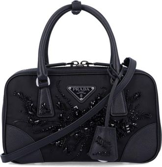 Prada Mini-Tasche mit Stickerei - Schwarz