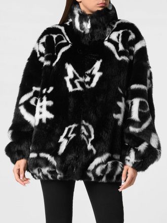 Philipp Plein Veste courte en fausse fourrure &agrave; imprim&eacute; graphique et col montant