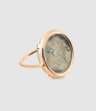Ginette NY Bague Disc Or Rose Pyrite