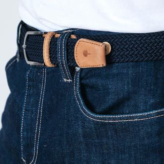 Faguo Ceinture tress&eacute;e bleu fonc&eacute; et camel