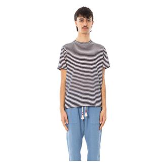 MC2 Saint Barth Homme, Tops, Bleu, Taille: XL Dover Linen Cotton Striped Tee