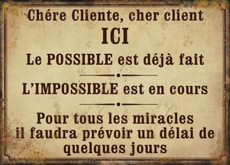 Antic Line Cr&eacute;ations Plakette Le Possible ist bereits gemacht... 21 x 15 cm