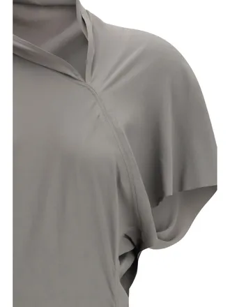 Rick Owens Womens Dress Asymmetrical Midi Acetate-Silk Green