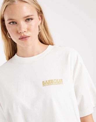 Barbour Amaya T-Shirt mit kurzem &Auml;rmel und Logo in Wollwei&szlig;