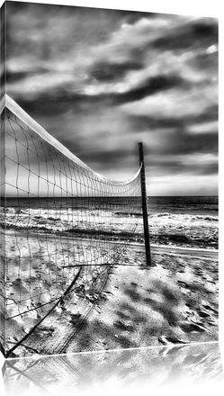 Pixxprint Volleyballnetz am Strand, Größe: 120x80cm, Leinwandbild, fertig gespannt, Wandbild, Dekoration, Kunstdruck, kein Poster