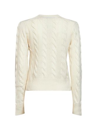 Polo Ralph Lauren Womens Cable Knit Cardigan Cream Wool And Cashmere Ivory Cardigans Sweater