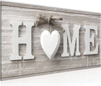 Runa Art Wandbild Home Herz 1 Teilig 100 x 40 cm Modern Bild auf Vlies Leinwand Landhausstil Wohnzimmer Beige Braun 504412a