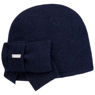 Seeberger Bonnet en laine avec noeud d&eacute;coratif - Bleu marine, bleu fonc&eacute;, taille unique