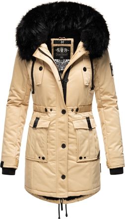 Navahoo Damen Winter Jacke Kapuze Winterjacke Parka Kunstfell Teddyfell B818 [B818-Lul-Pri-Beige-Gr.M]