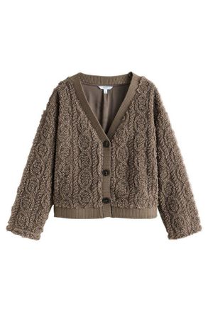 Next Cardigan Zopfstrickjacke mit Kn&ouml;pfen aus Borg-Fleece (1-tlg)