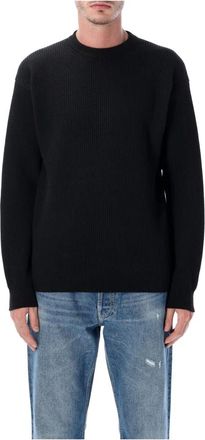 Auralee Homme, Pulls, Noir, Taille: L Super Fine Wool Rib Knit Crewneck