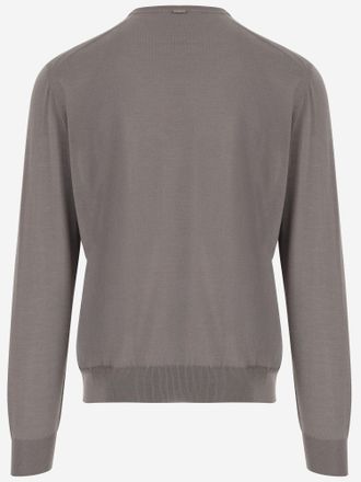 Herno Mens Wool And Silk Knit Sweater Beige Virgin