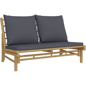vidaXL Banc de jardin avec coussins gris fonc&eacute; bambou