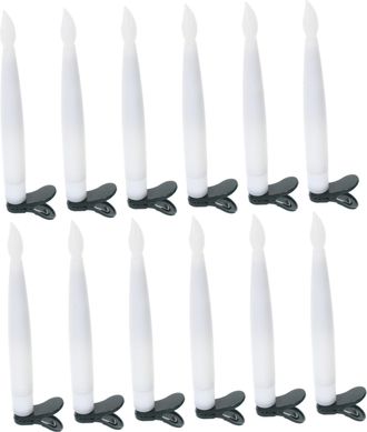 Cabilock 12 S&auml;tze LED Weihnachtsbaumkerzen Set Warmwei&szlig; Frosted LED Stabkerzen mit Clips und Haken Kabellose Weihnachtsbaumdekoration f&uuml;r Weihnachten und Hallo