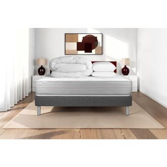 VITALIT Komplettpaket Bett - Matratze 180x200 cm + Boxspringbett mit Lattenrost (im Set) + 2 Kopfkissen + Bettdecke - Vitalmemo