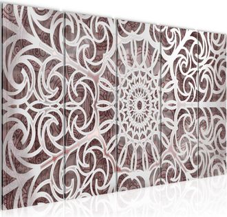 Runa Art Wandbild XXL Mandala Abstrakt Wohnzimmer Schlafzimmer 200 x 80 cm Beige Weiss 5 Teilig - Made in Germany - 109655a