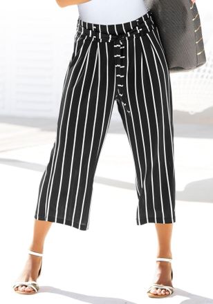 Lascana Culotte LASCANA, Damen, Gr. 34, N-Gr, schwarz-wei&szlig; (schwarz, wei&szlig;, gestreift), Stoff, Obermaterial: 95% Polyester, 5% Elasthan, weit 7/8-L&auml;nge, Hosen 