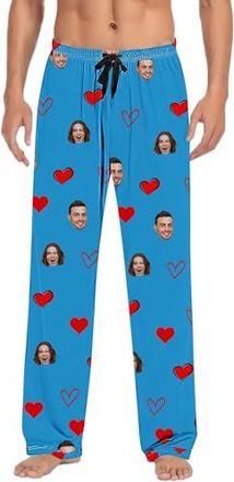 Generic Pantalon de pyjama pour couple - Pour la Saint-Valentin - Imprim&eacute; en 3D - D&eacute;contract&eacute; - Ample - 536 - Pour homme, bleu, XXL
