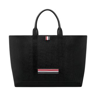 Thom Browne Femme, Sacs, Noir, Taille: ONE Size Sac cabas utilitaire moyen en cuir grain&eacute;