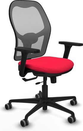 Piqueras y Crespo Gepolsterter Drehstuhl mit 3D-Armen, h&ouml;henverstellbare Lendenwirbelst&uuml;tze, ausgestattet mit Syncro/Traslack und injiziertem Schaumstoff, Grau/Rot