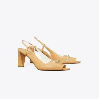 Tory Burch Damen Peeptoe-Slingback mit Piercing-Detail