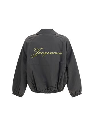 Jacquemus Mens Embroidered Jacket Dark Grey Polyamide; Polyurethane