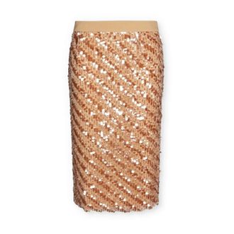 Elena Miro Femme, Jupes, Beige, Taille: 46 FR Jupe droite à sequins