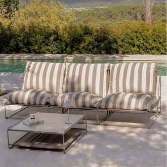 Sklum Amaro 3-teiliges modulares Gartenset mit Sofa und umwandelbarem Beistelltisch Braun Tapioca - Braun Mokka - Sklum