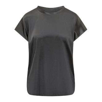 Pinko Kurz&auml;rmelige Satinbluse - - Tops - Damen - Schwarzk - 2XL